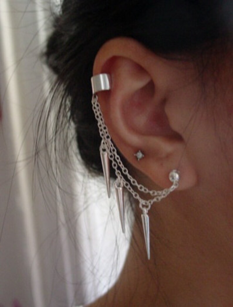 Double Chain Spiked Ear Cuff - Etsy Double Chain Spiked Ear Cuff - Etsy