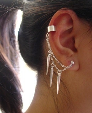 Double Chain Spiked Ear Cuff - Etsy