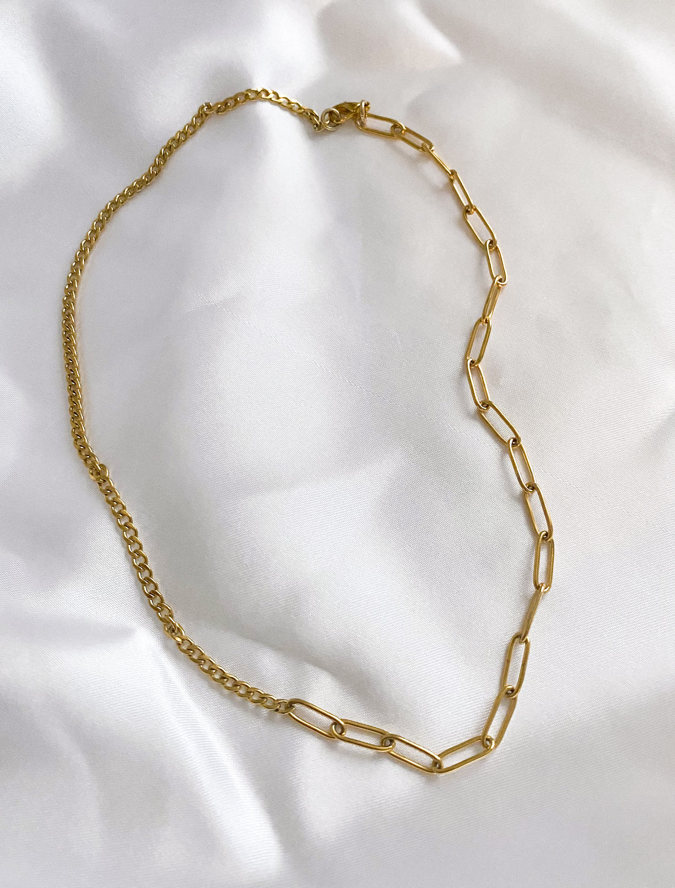 Half Paperclip Half Gold Chain Necklace Gold Statement | Etsy