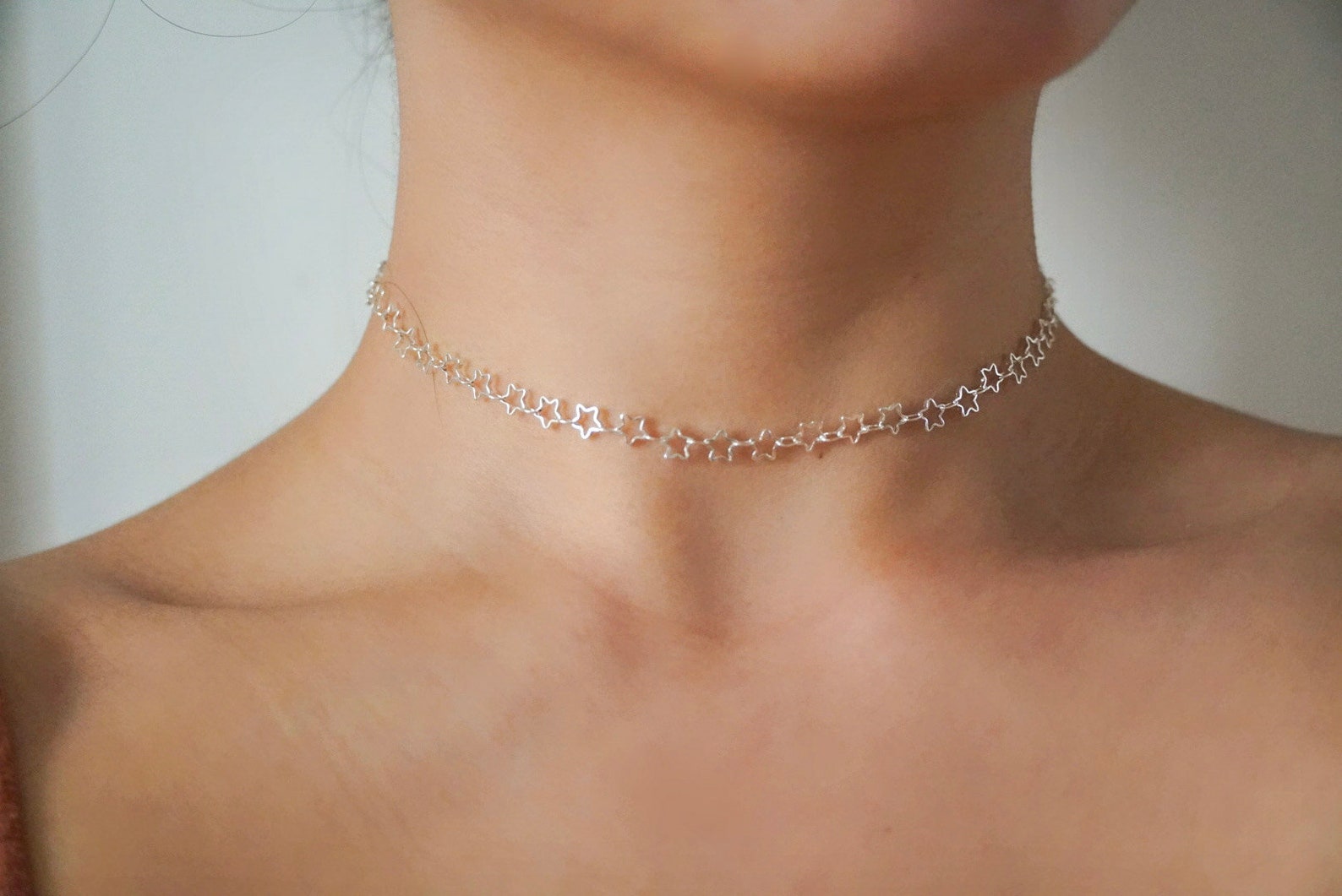 Silver Star Choker Necklace Silver Choker Silver Star | Etsy