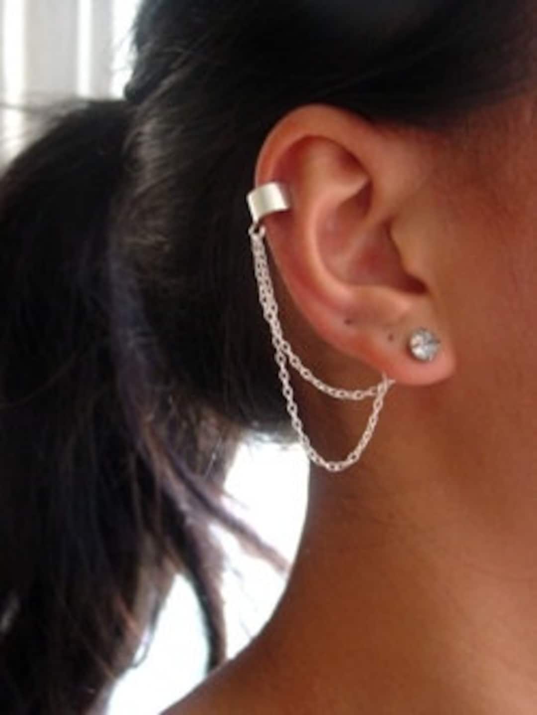 Double Chain Earring Back Ear Cuff - Etsy