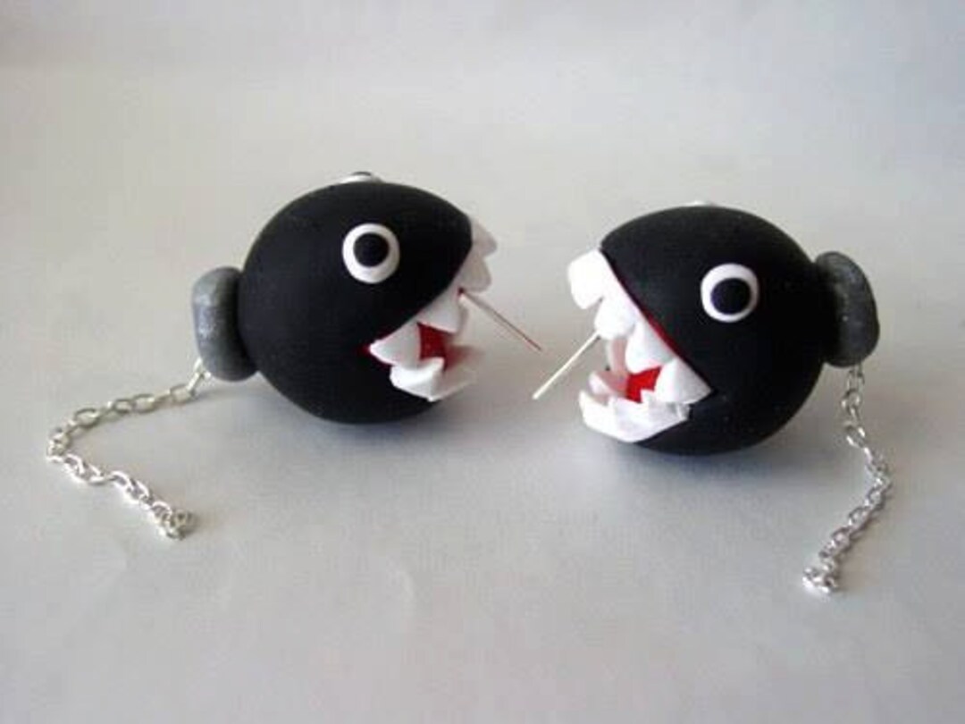 Super Mario Nintendo Ear Biting Chain Chomp Earrings - Etsy