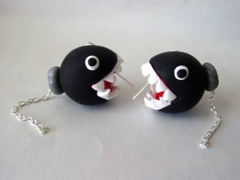 Super Mario Nintendo Ear Biting Chain Chomp Earrings - Etsy