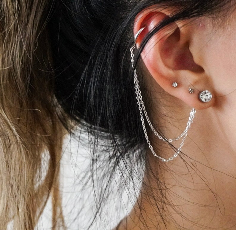 Double Chain Cartilage Ear Cuff No Cartilage Piercing Needed - Etsy