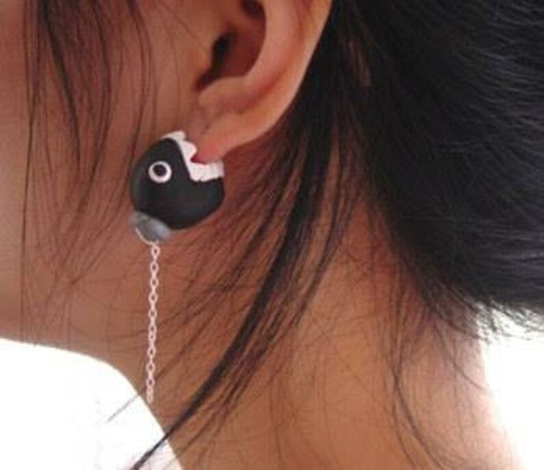 Super Mario Nintendo Ear Biting Chain Chomp Earrings - Etsy