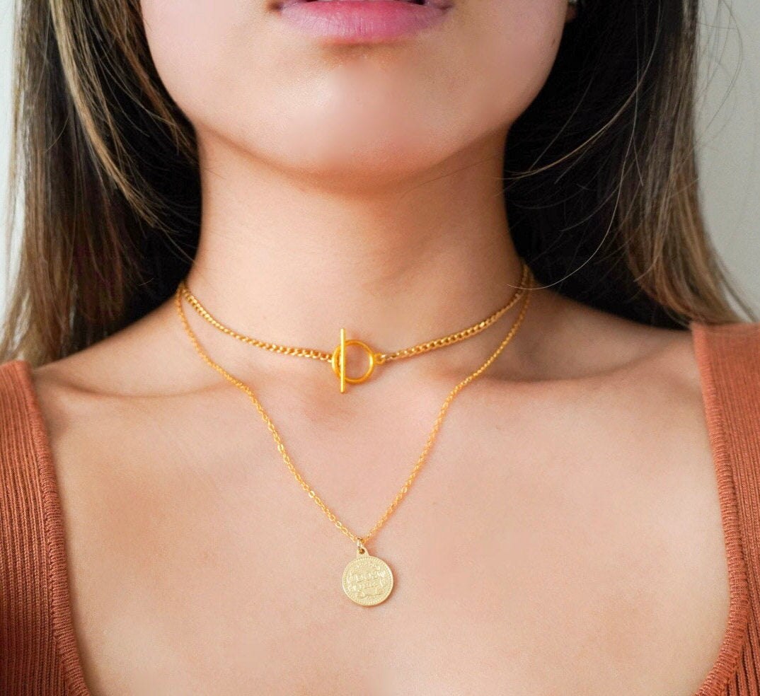 Gold Coin necklace | Etsy