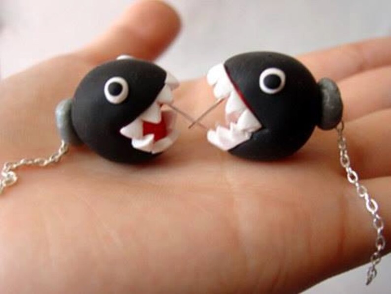 Super Mario Nintendo Ear Biting Chain Chomp Earrings - Etsy