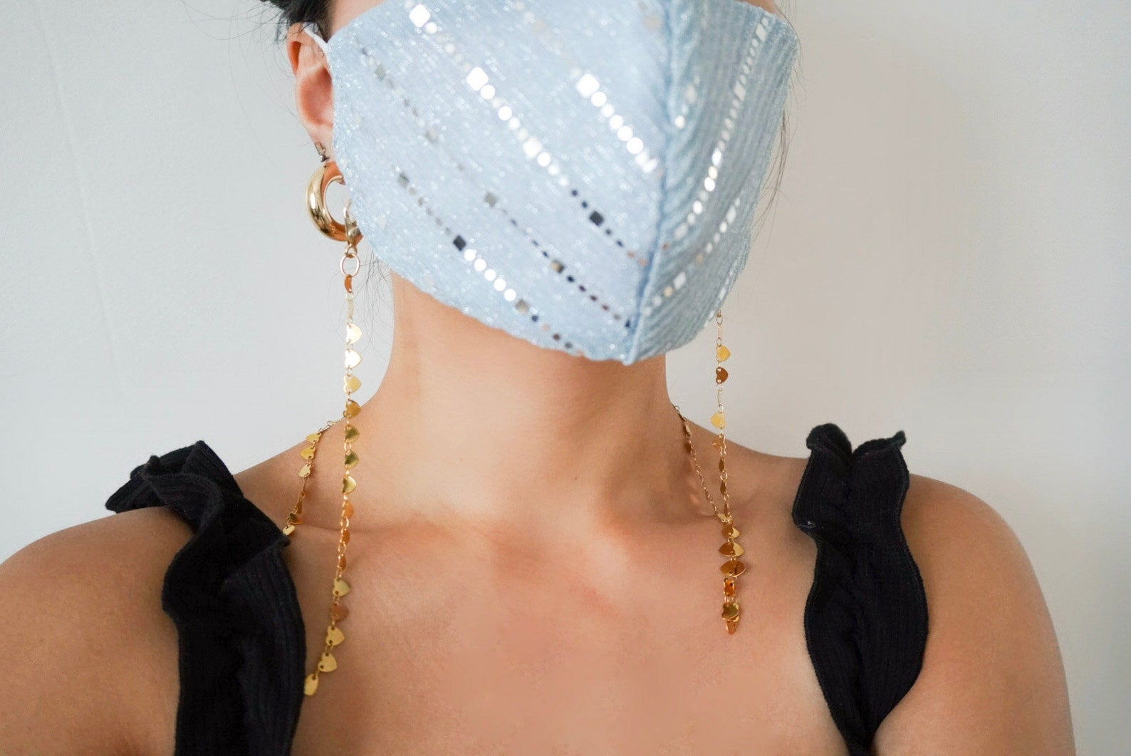 Golden Hearts Chain Mask Holder, Mask Chain, Mask Holder, Gold Hearts ...