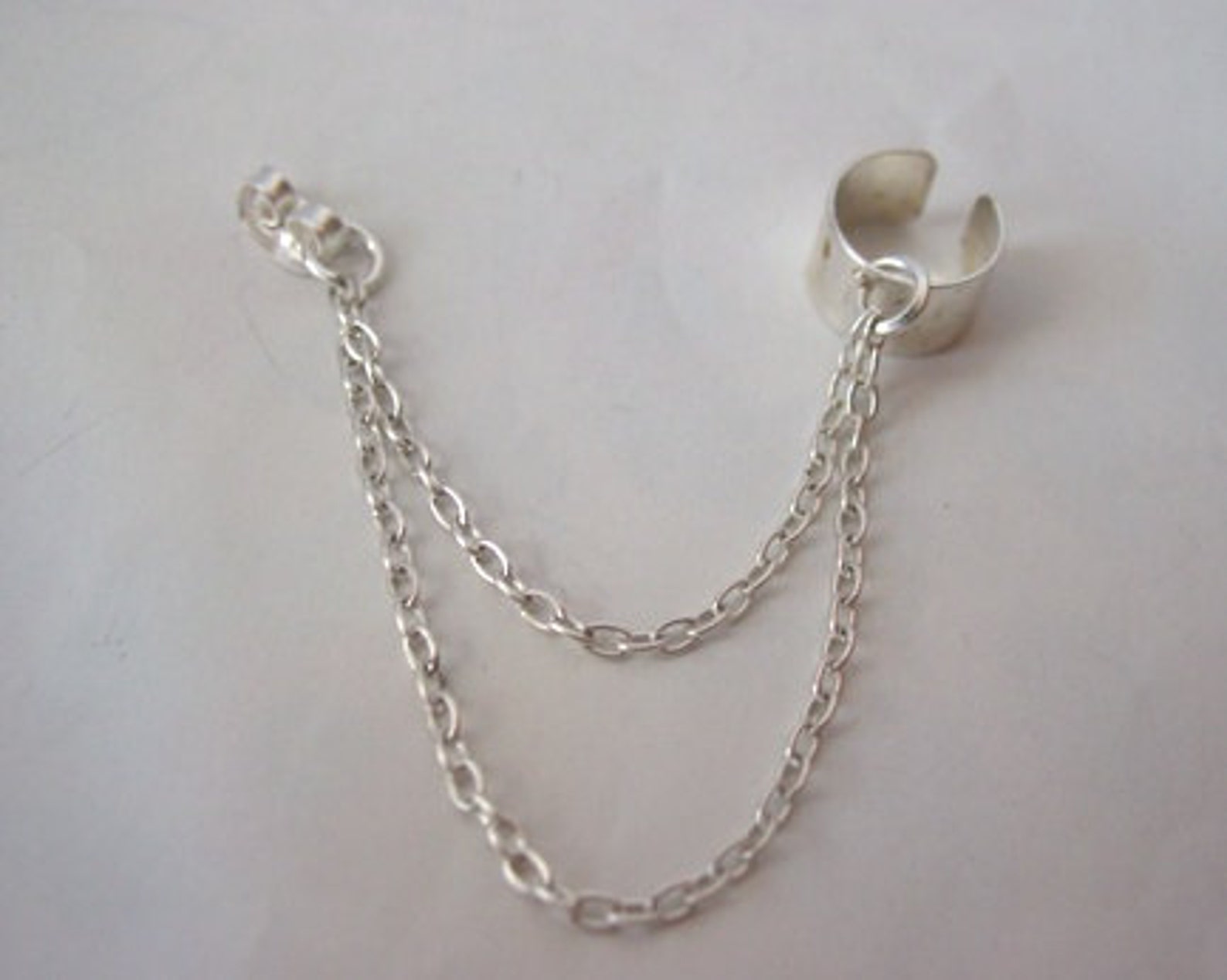 Double Chain Earring Back Ear Cuff | Etsy