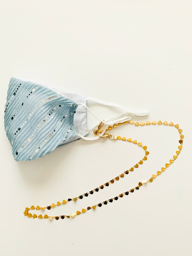 Golden Hearts Chain Mask Holder, Mask Chain, Mask Holder, Gold Hearts ...