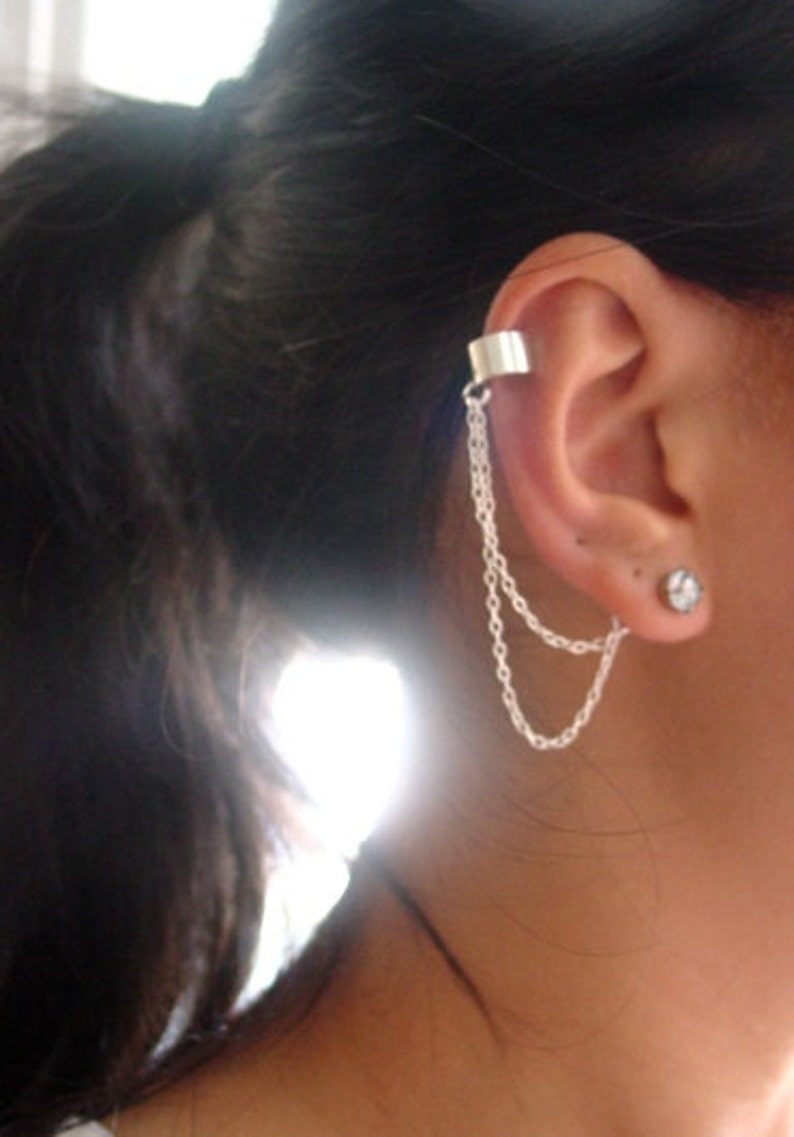 Double Chain Earring Back Ear Cuff | Etsy