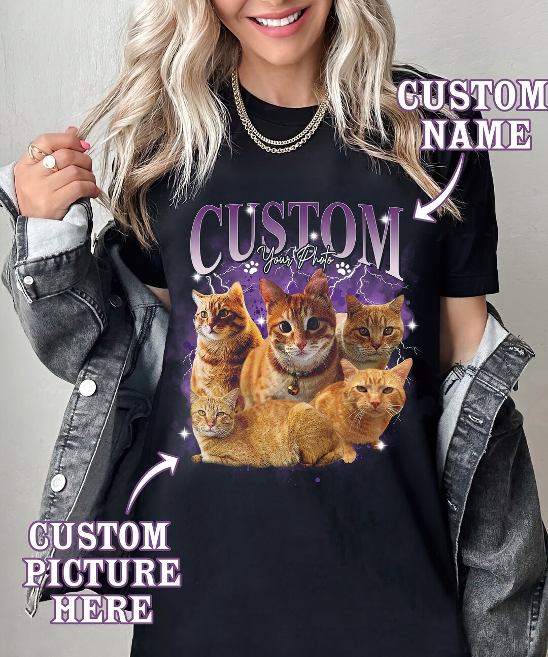 Personalized Photo Bootleg Rap for Shirt,custom Cat Bootleg Rap Tee ...
