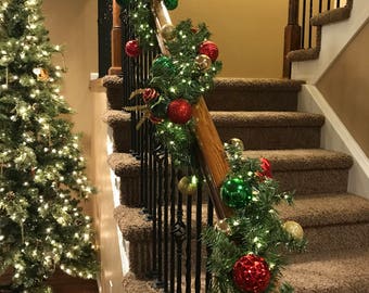 Custom Length christmas Garland for Staircase Christmas Garland Christmas Decor Etsy