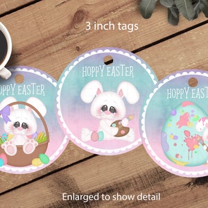 Easter Gift Tags Printable, Cute Little Bunnies, 3 Inch Circle Tags ...