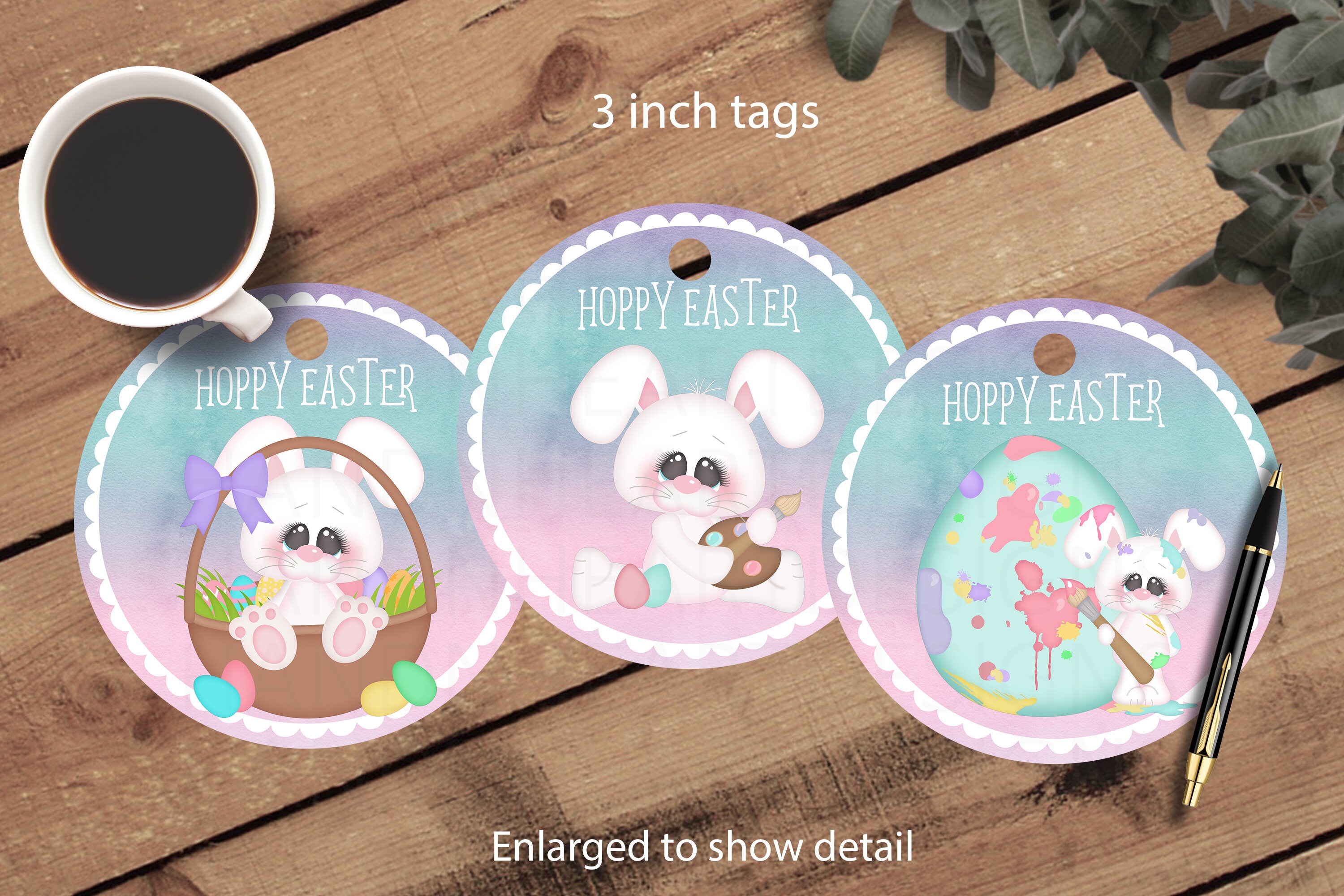 Easter Gift Tags Printable Cute Little Bunnies 3 Inch Circle | Etsy