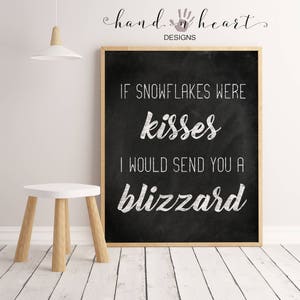 If Snowflakes Were Kisses Chalkboard Print, Holiday Print, Christmas ...