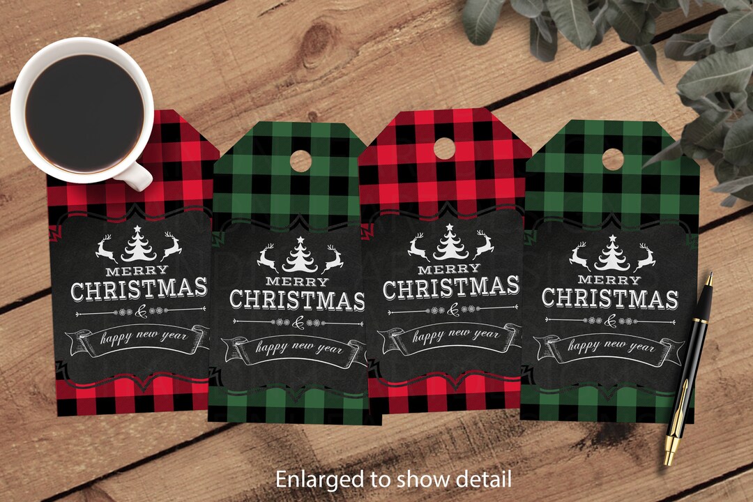 4 Inch Printable Gift Tags, Buffalo Plaid Christmas Gift Tags,gift Bag ...
