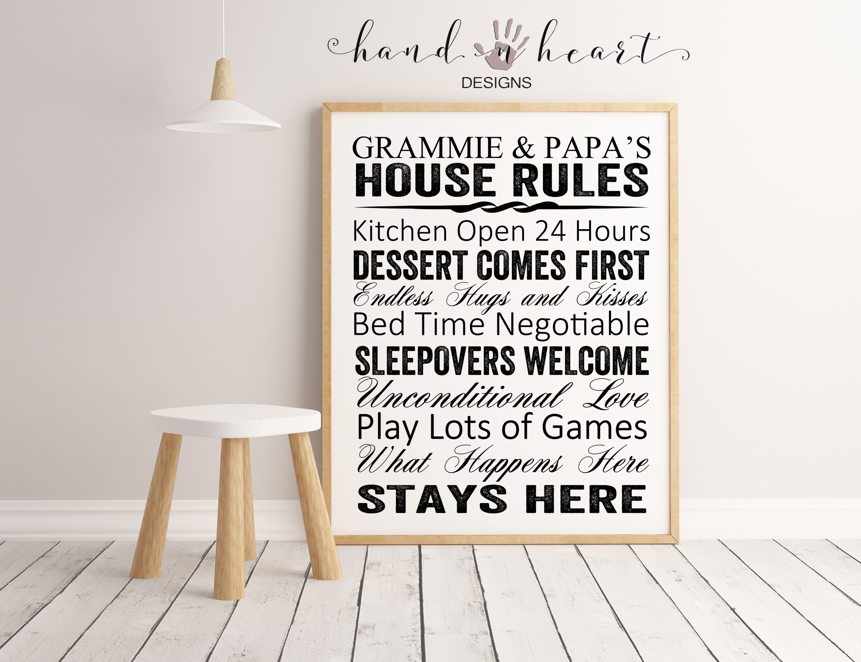 Grammie and Papa's House Rules Subway Art - Etsy