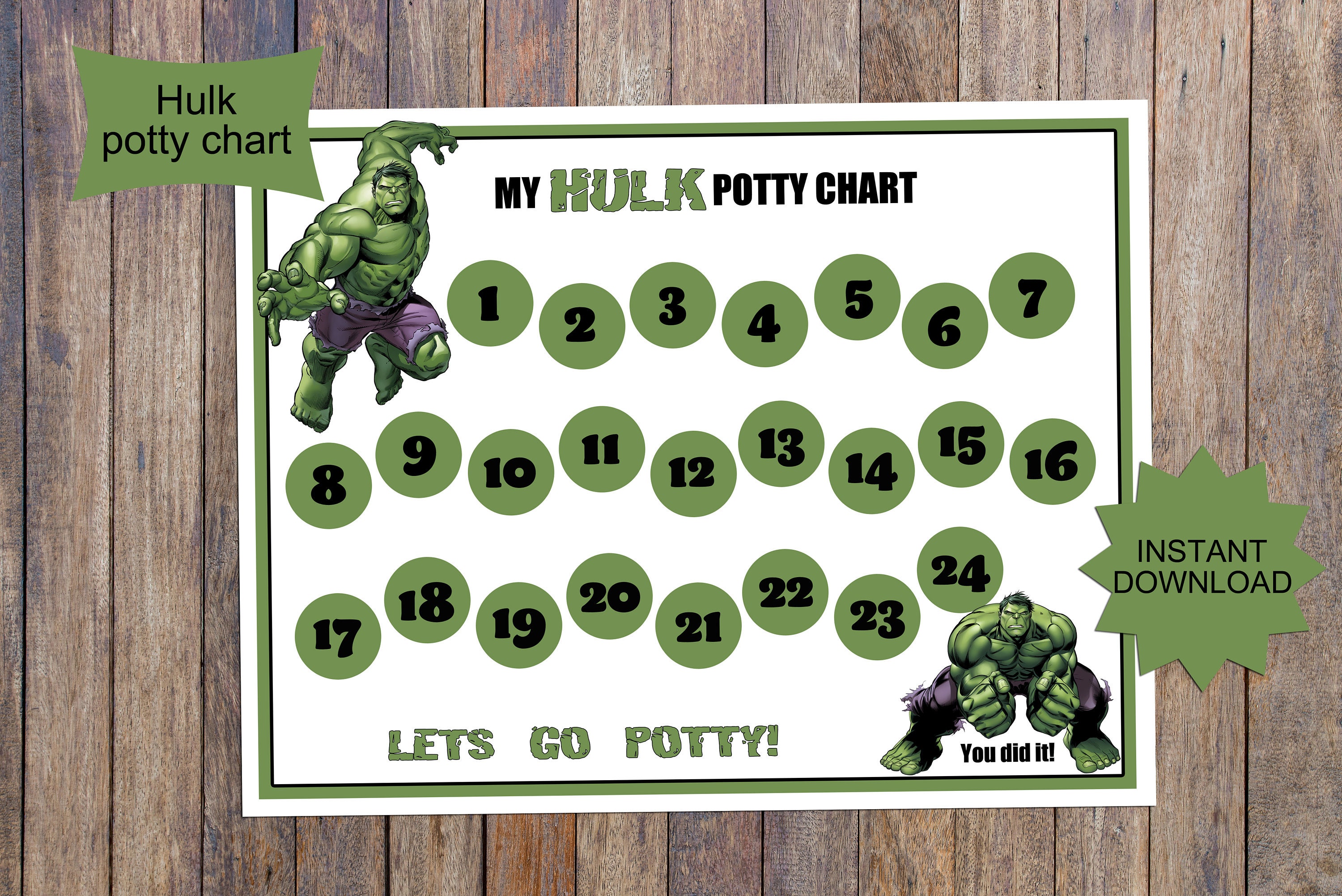 Hulk Potty Training Chart, Printable Potty Chart,potty Routine Chart ...
