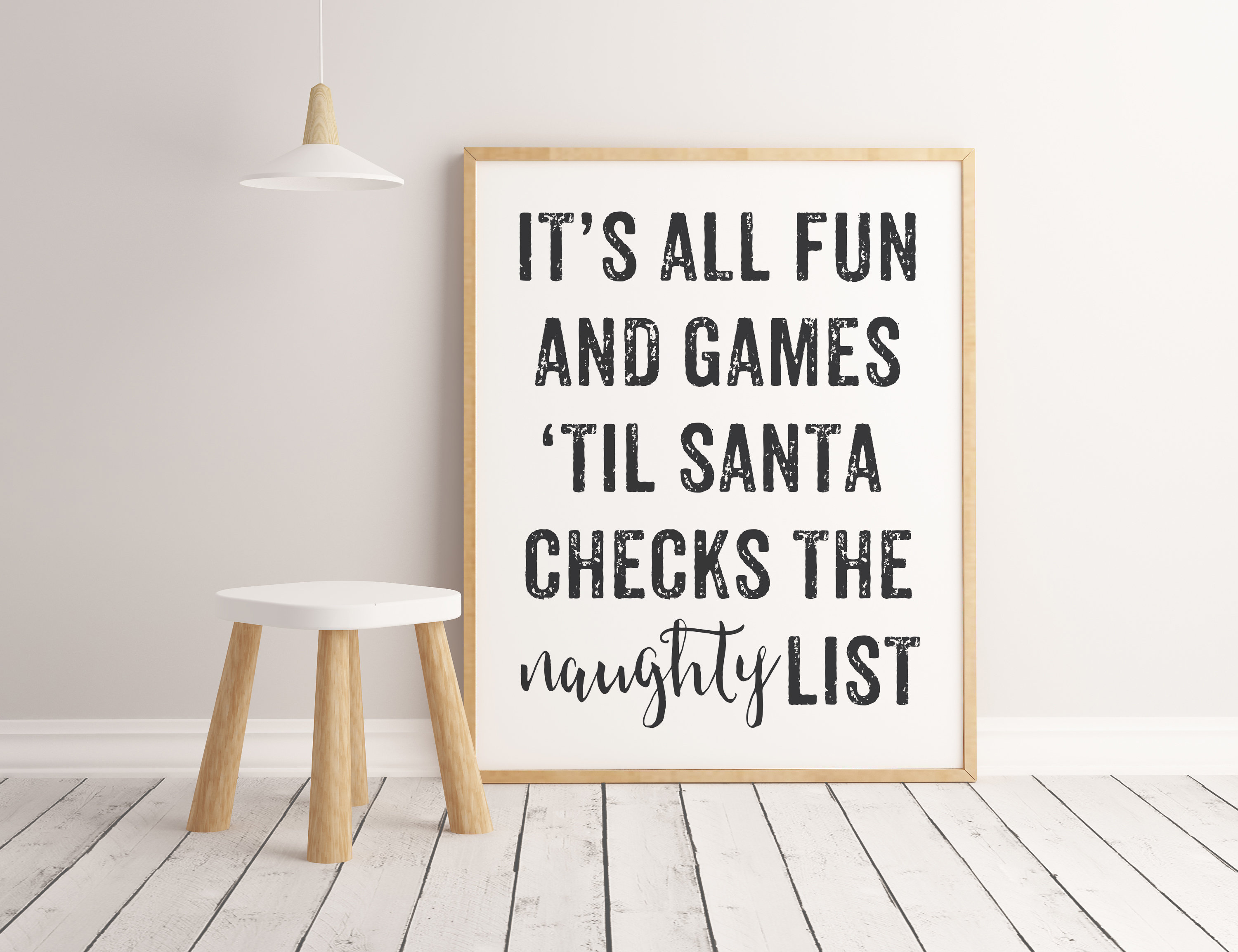 Printable Wall Art It's All Fun and Games Til Santa Checks - Etsy