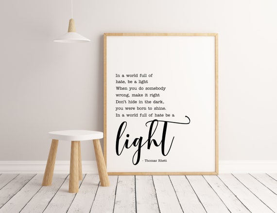 Printable Wall Art Be a Light Lyrics Farmhouse - Etsy