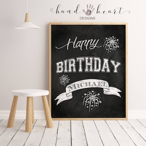 Personalized Birthday Chalkboard Printable,versions for Two Names or ...