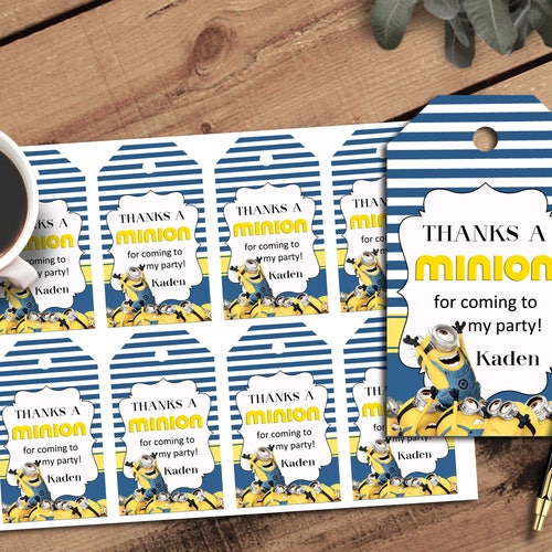 4 Personalized Printable Minion Thank You Tagsbirthday - Etsy