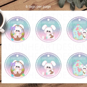Easter Gift Tags Printable, Cute Little Bunnies, 3 Inch Circle Tags ...