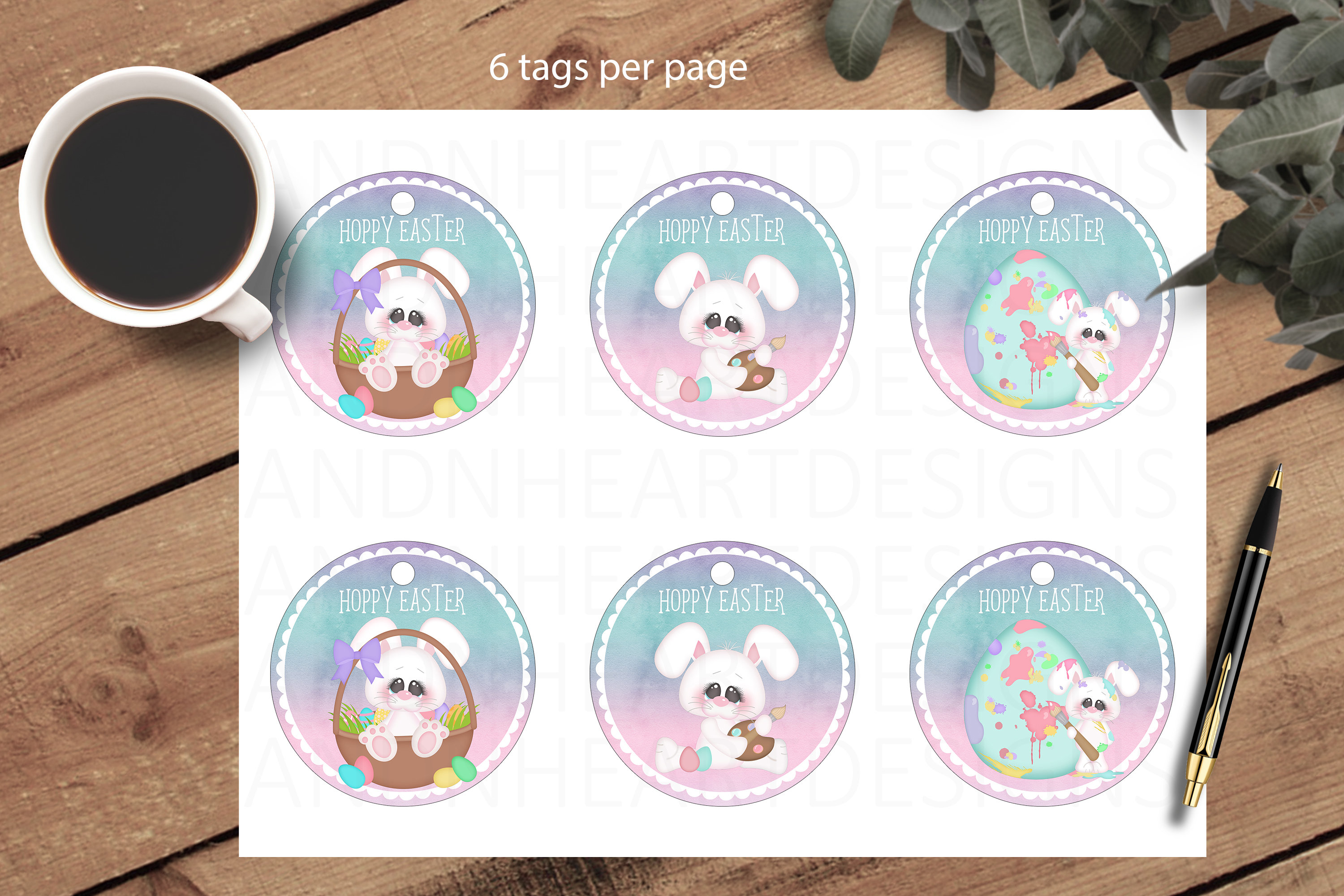 Easter Gift Tags Printable Cute Little Bunnies 3 Inch Circle | Etsy