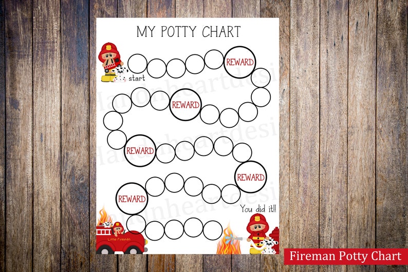 Fireman Potty Training Chart, Printable Potty Chart,potty Routine Chart ...