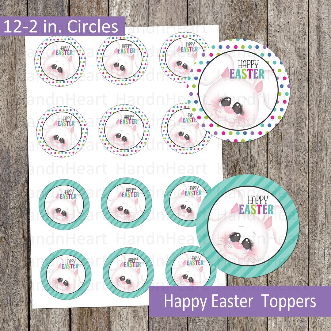 Easter Cupcake Toppers,printable ,bunnies ,party Decor,stickers,easter ...