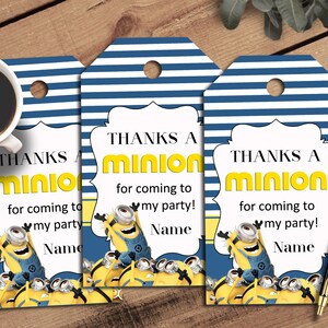 4" Personalized Printable Minion Thank You Tags,birthday Gift Tags ...