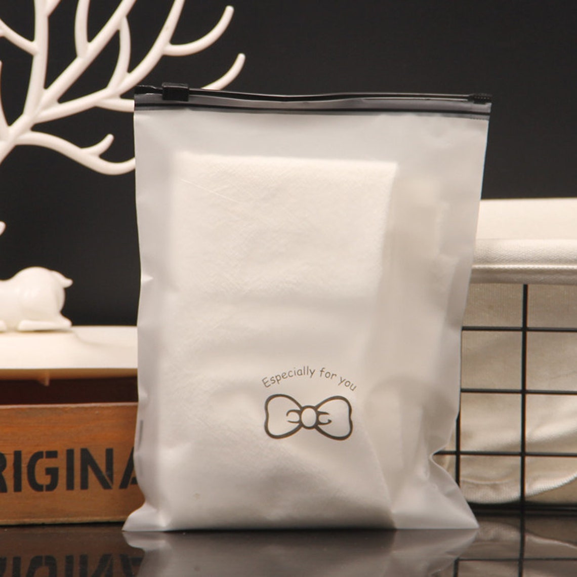 50 Pcs Custom Frosted Zipper Bags Plastic Bags Clothing Etsy Uk