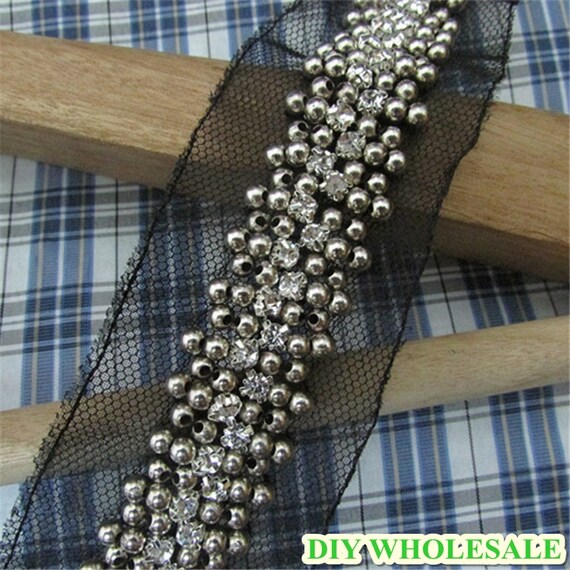 Pearl Beaded Lace Trim Rhinestone Beading Trim for Bridal | Etsy
