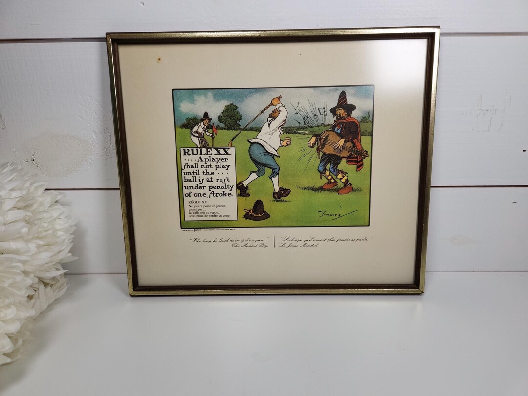 VTG 80's Charles Crombie Rules of Golf, Rule XX- Print Framed- Perrier ...