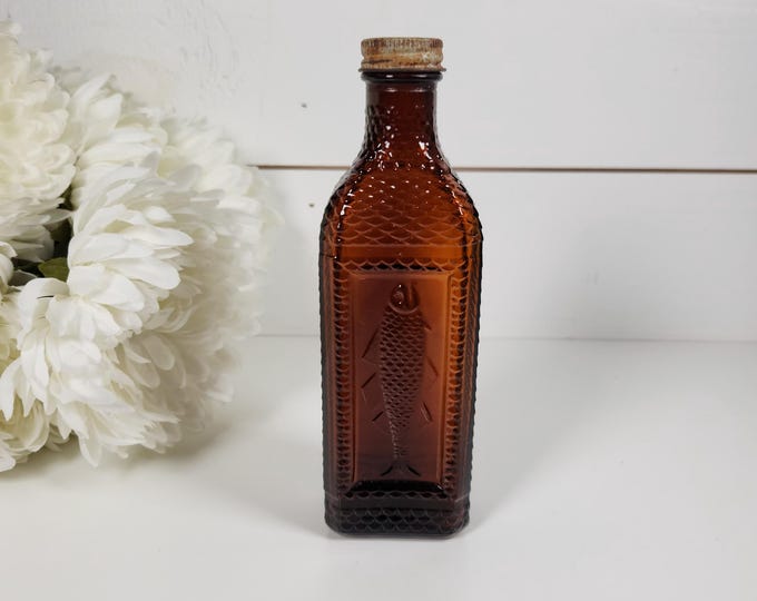 Antique 1930s Mckesson Cod Fish Liver Oil Glass Bottle- Brown Amber ...
