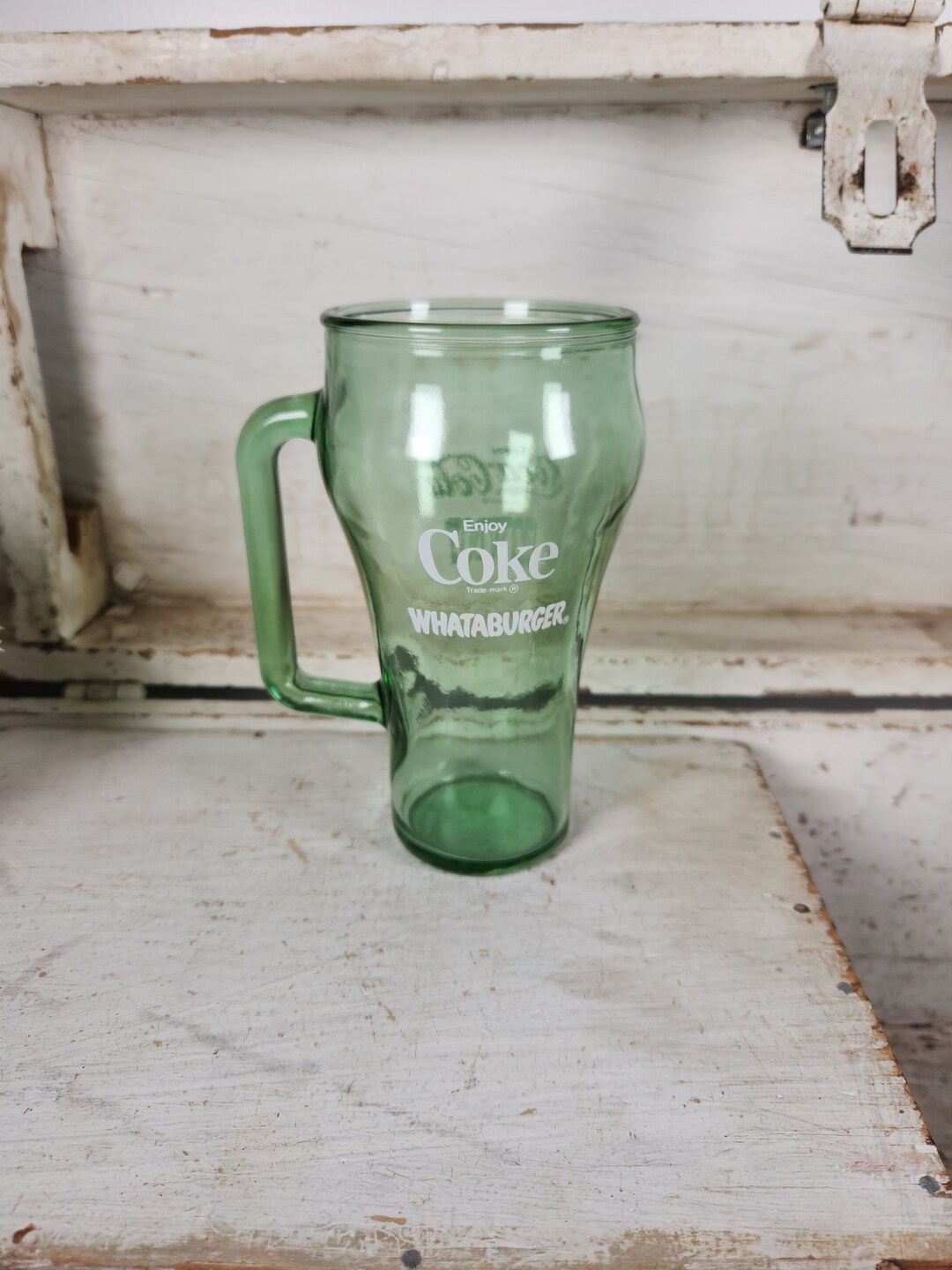 Vintage Whataburger Coca-cola Cowboy Green Drinking Glass- Texas - Etsy