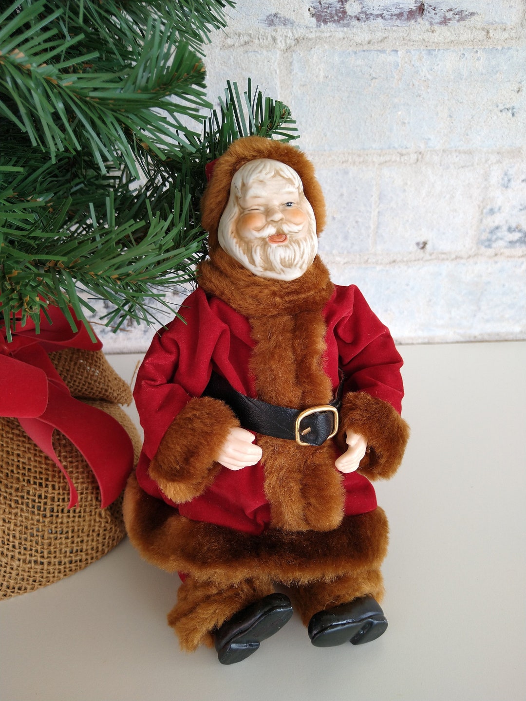 Vintage Velvet and Faux Fur Suit Santa Claus Doll 10 In - Etsy