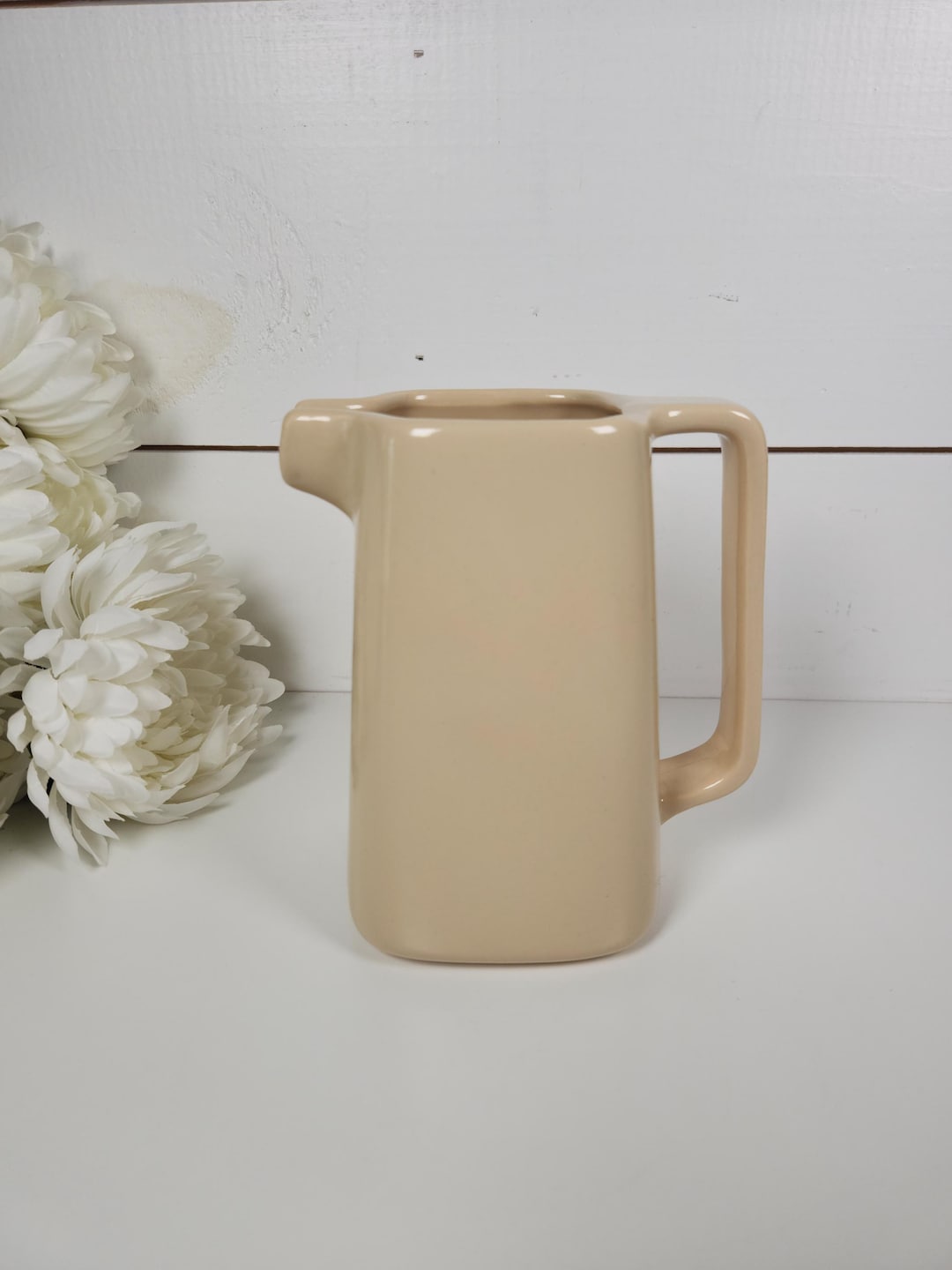 Mid Century Royal Haeger Beige Pottery Pitcher 6" | Modern Pitcher Vase ...