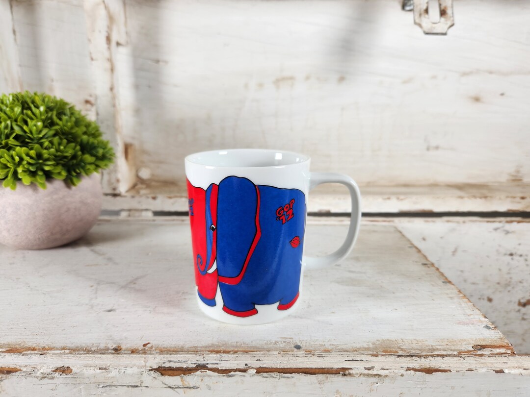 VTG 1972 Fitz & Floyd GOP Red Blue Elephant Republican Party Coffee Mug ...