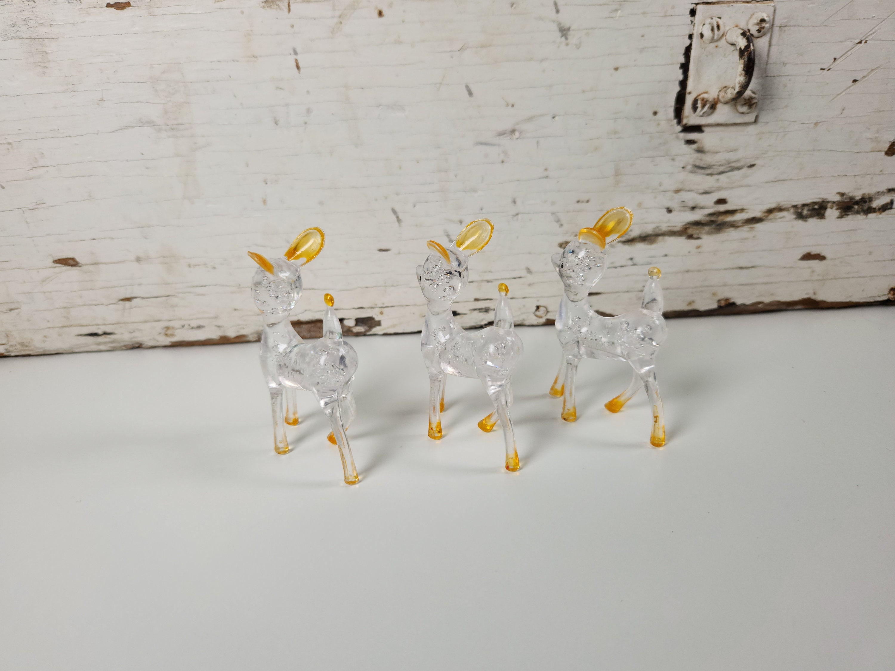 Vintage Clear Plastic Deer Figurines Mini Christmas Reindeer Retro ...