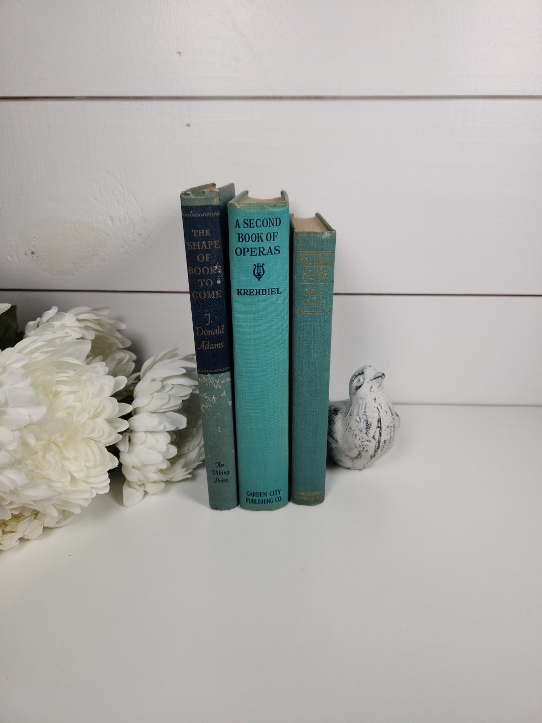 Antique Book Bundle Stack in Turquoise Blue- Distressed, Rustic, Worn ...