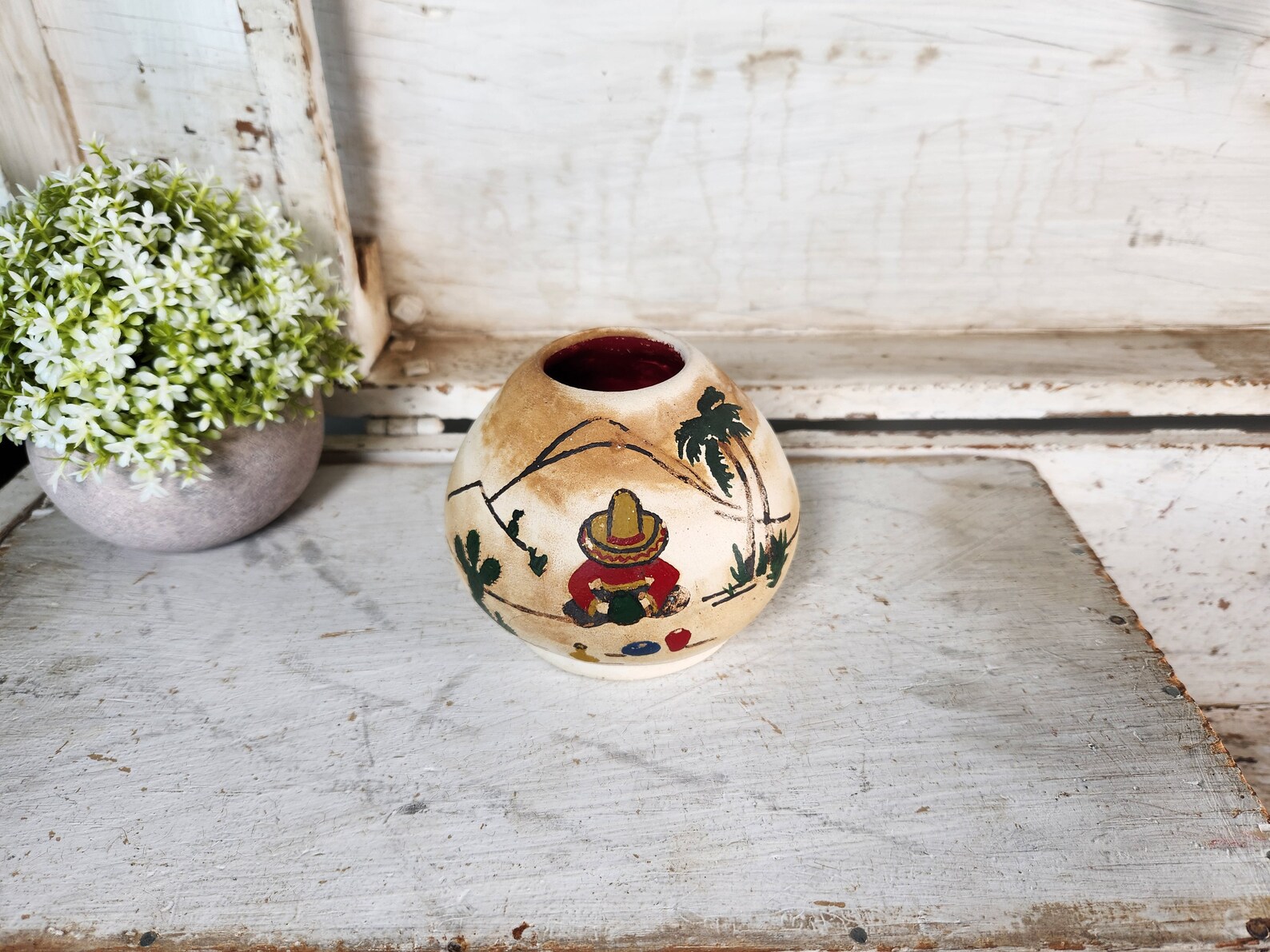 Vintage 1941 Mexican Pottery Folk Art Hand Painted Small - Etsy