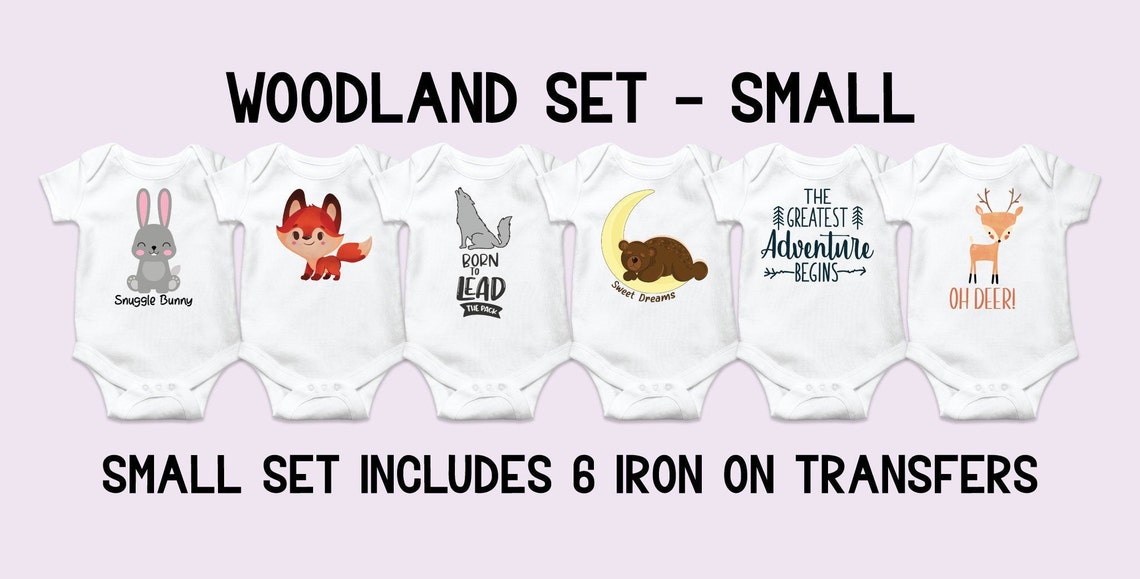 Woodland Baby Shower Iron-on Decals, Onesie Decorating Kit - Etsy