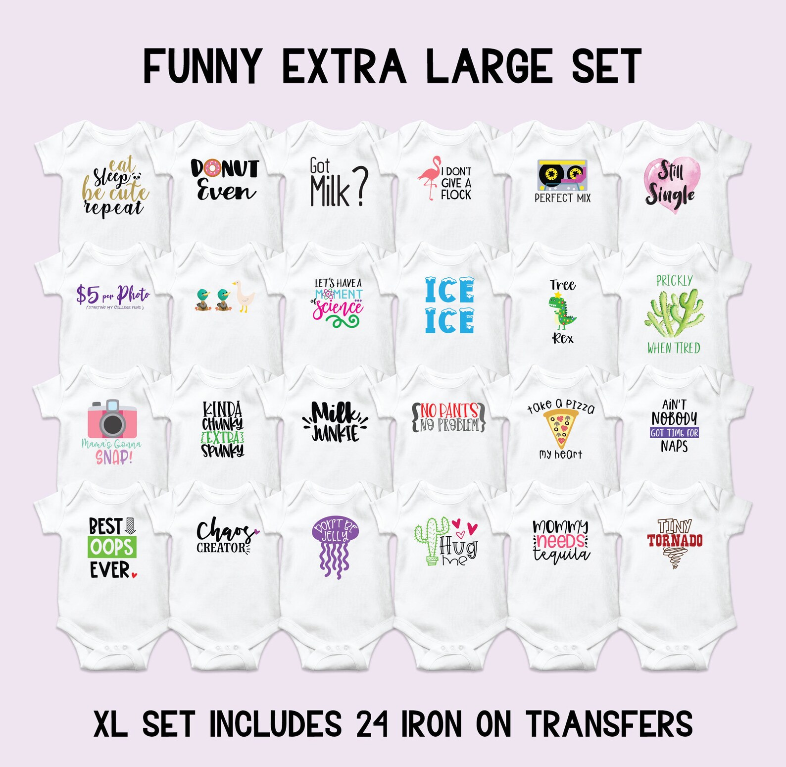 Funny Onesie Decorating Kit, Funny Iron on Transfers, Gender Neutral ...