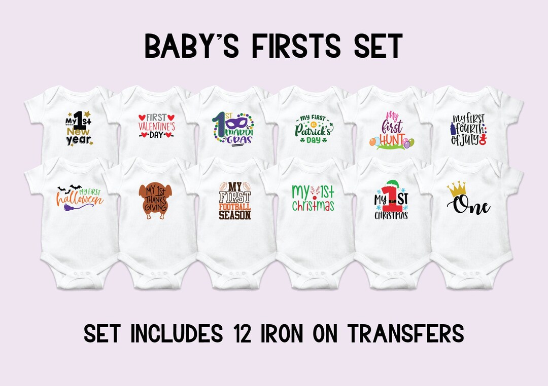 Baby's First Year Iron-on Decals, Onesie Decorating Kit - Etsy