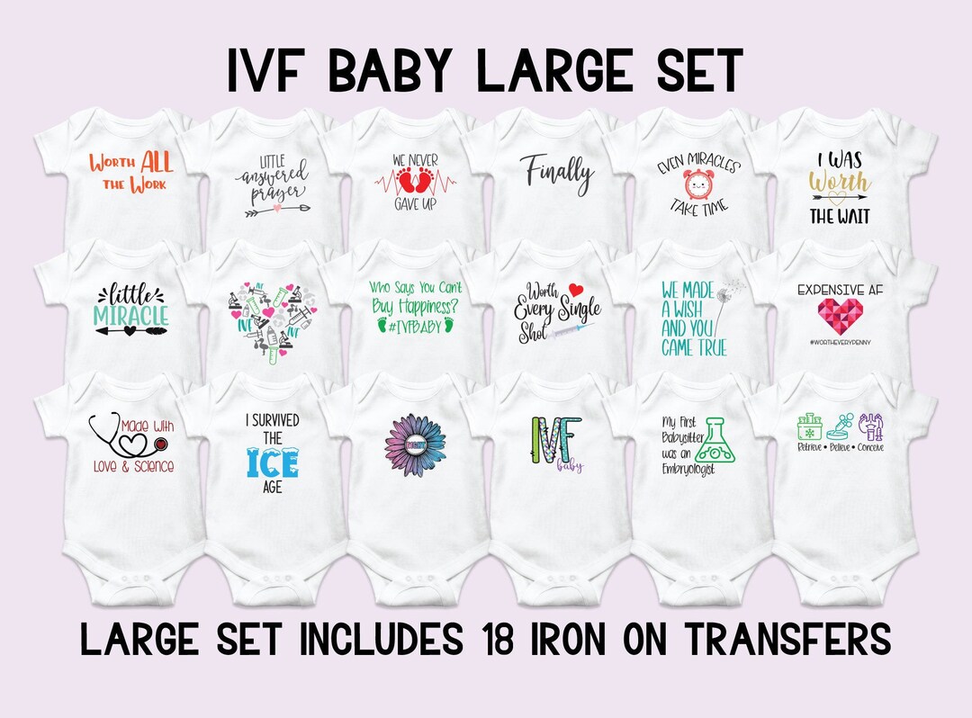 IVF Baby Onesie® Decorating Kit, IVF Iron on Transfers, in Vitro Baby ...
