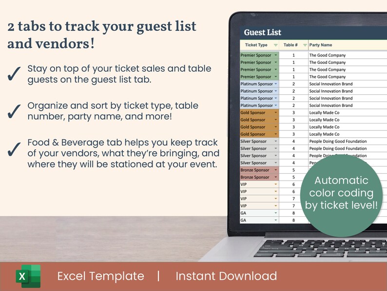 Nonprofit Event Planning Workbook | Exceltemplate | Instant Download - Etsy