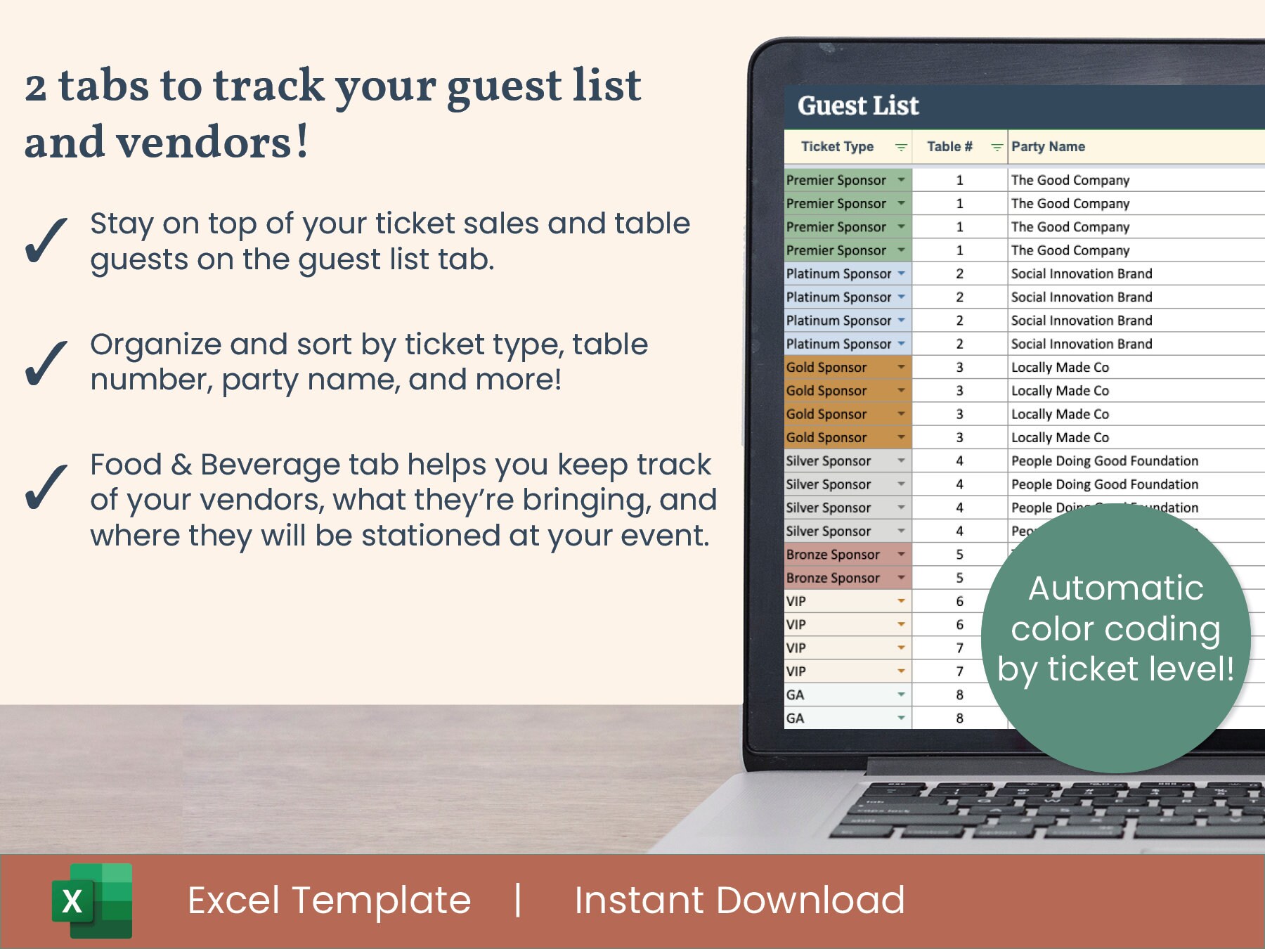 Nonprofit Event Planning Workbook | Exceltemplate | Instant Download - Etsy