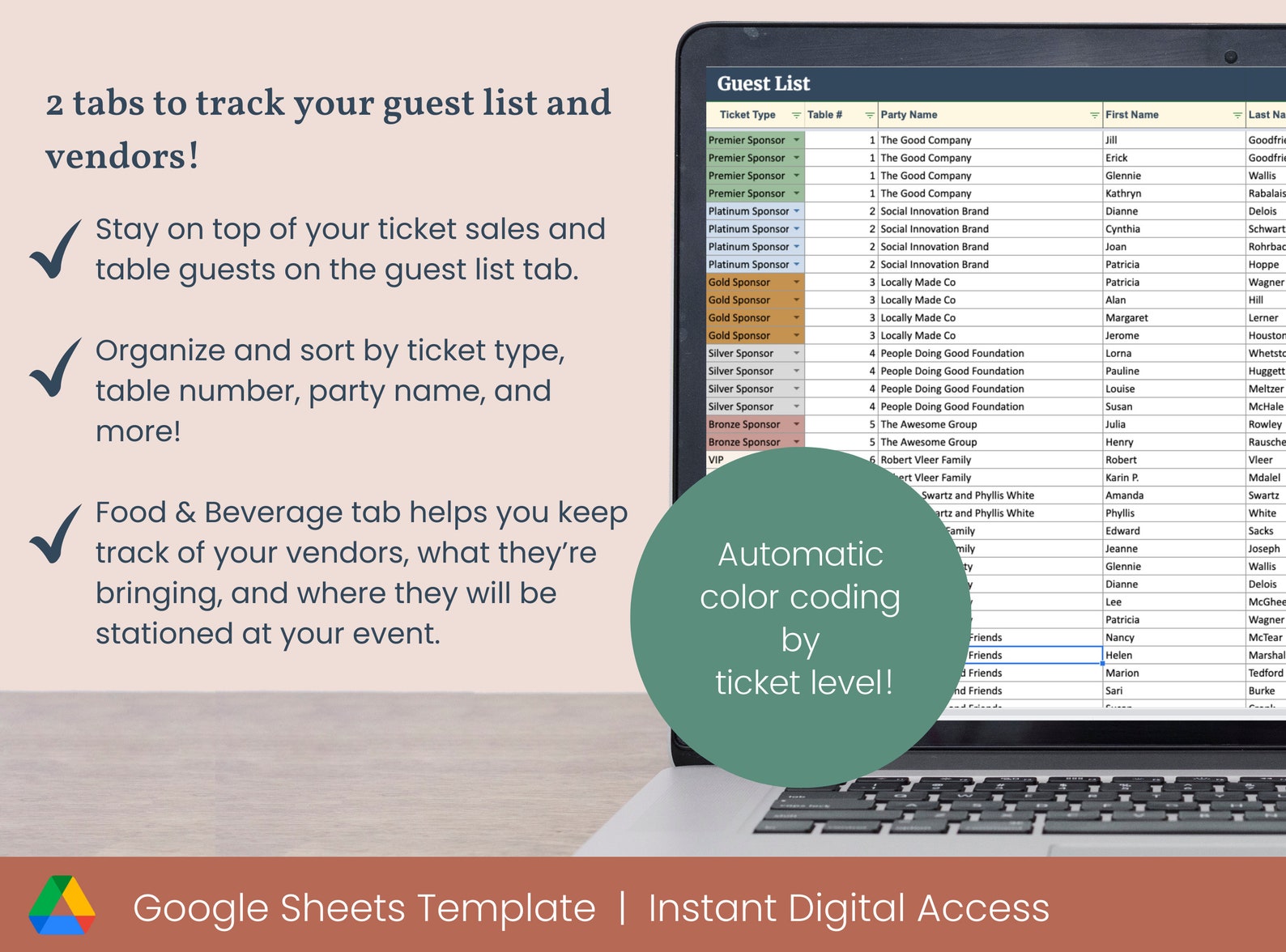Nonprofit Event Planning Workbook | Google Sheets Template | Instant ...